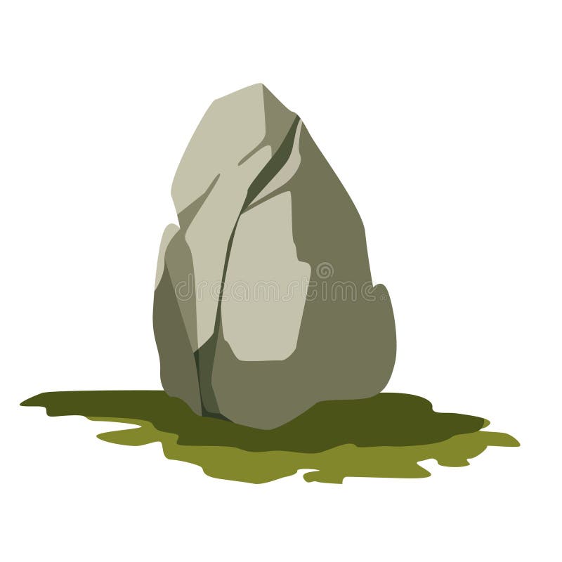 Moss Rock Vector Illustration, Natural Stone with Moss Stock Vector ...