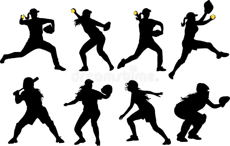 Girls Softball, Baseball Girl Silhouette, Sport Mom, Baseball Mom Stock ...