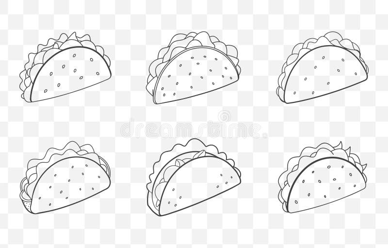 Print Tacos Line Art Vector Set Creative and Detailed Tacos ...