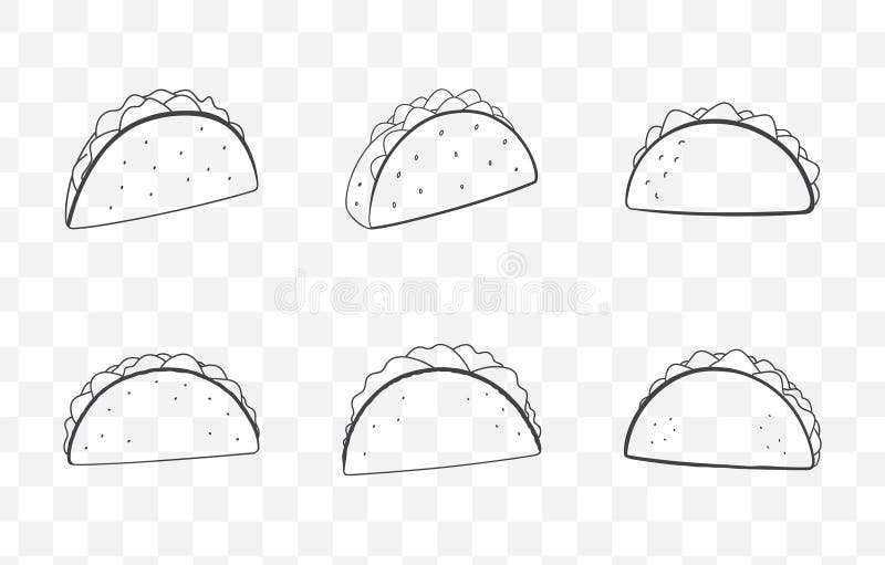 Print Tacos Line Art Vector Set Creative and Detailed Tacos ...