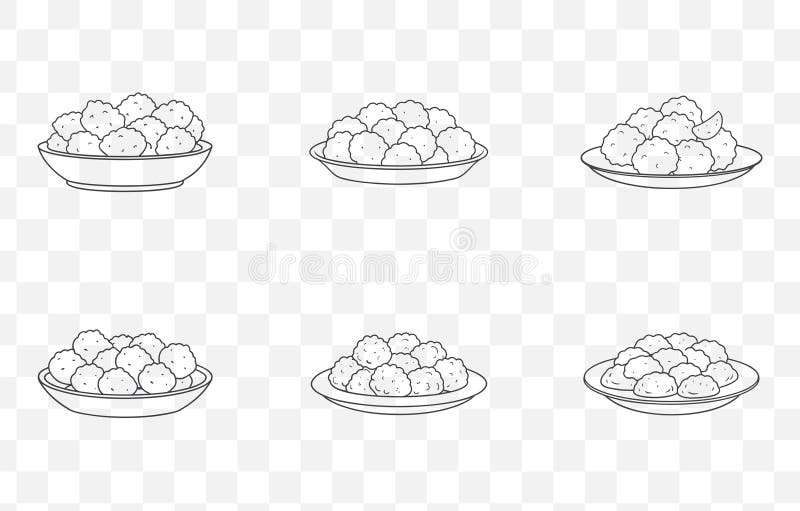Print Chicken Nuggets Line Art Vector Set Delicious Crispy Chicken Bite ...