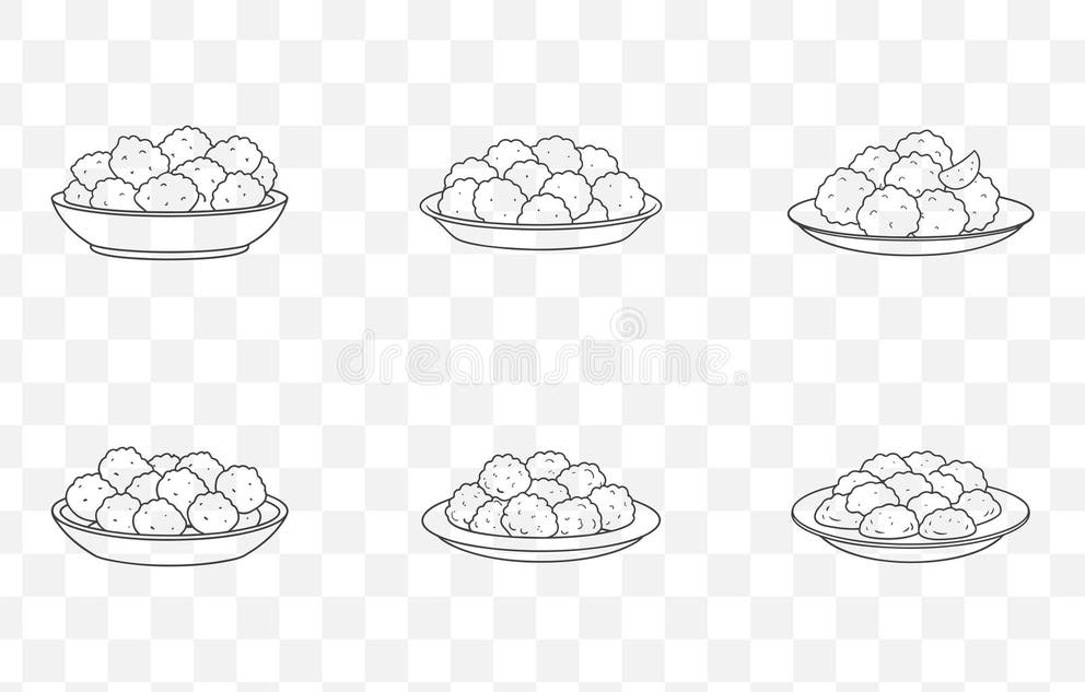 Print Chicken Nuggets Line Art Vector Set Delicious Crispy Chicken Bite ...