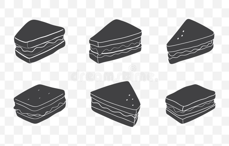 Print Grilled Cheese Sandwich Line Art Vector Illustrations Set with ...