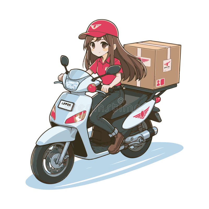 Delivery Girl Vector Art Illustration Stock Illustration - Illustration ...