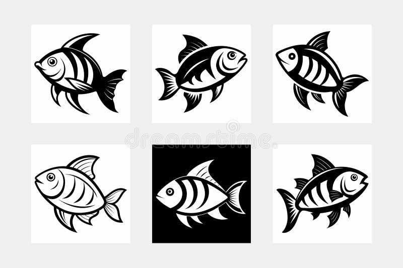 Fish Line Art Vector Illustration. Stock Illustration - Illustration of ...