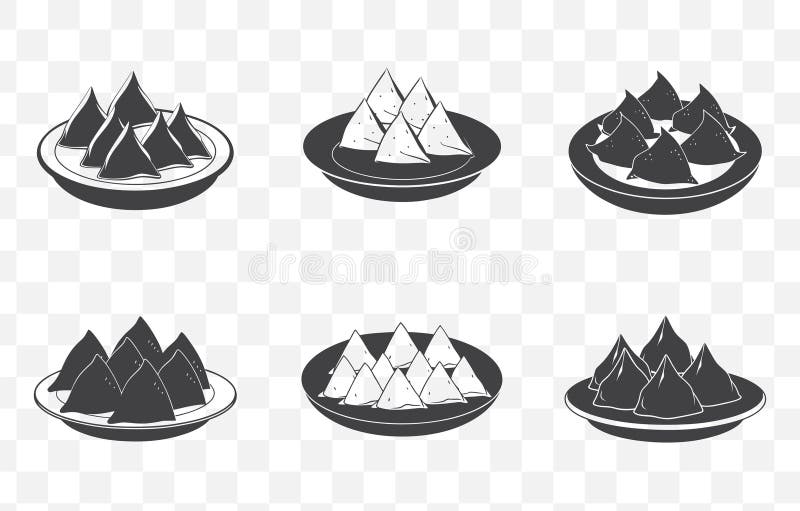 Print Elegant Samosa Line Art Vector Collection for Culinary and Food ...