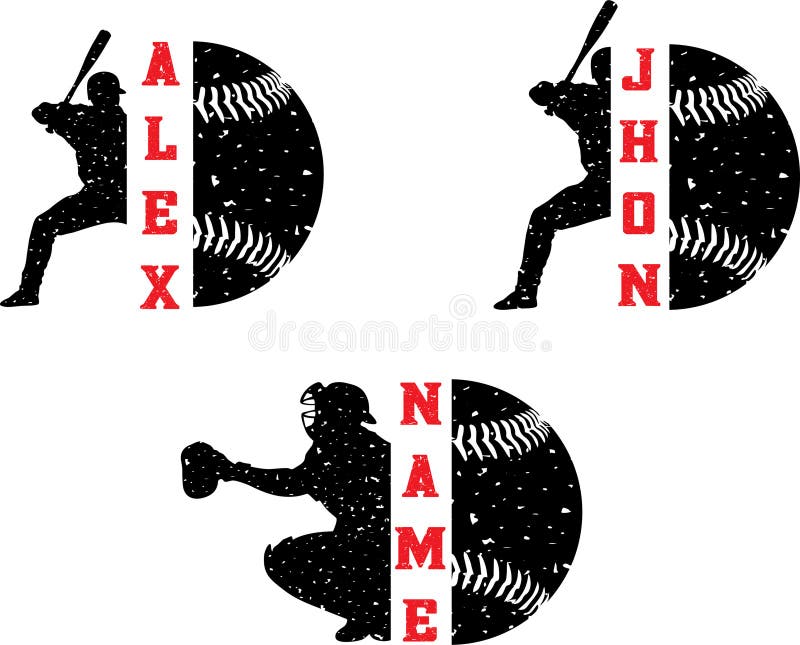 Baseball Men Custom Name, Baseball Player, Half Baseball Men Silhouette ...