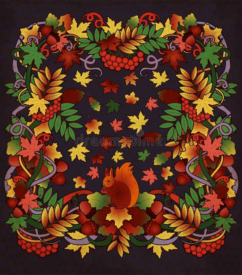 Autumn Season Wallpaper in Art Nouveau Style, Vector Stock Vector ...