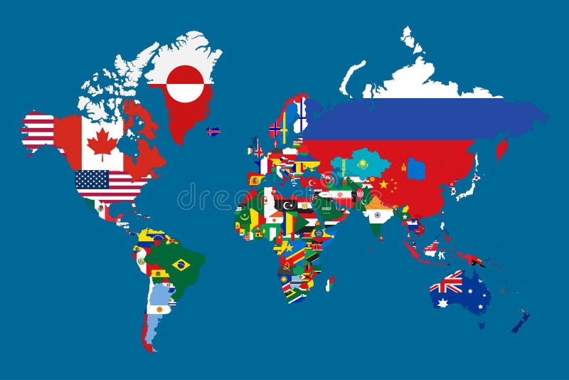World Map Countries with Flag Vector Stock Vector - Illustration of ...