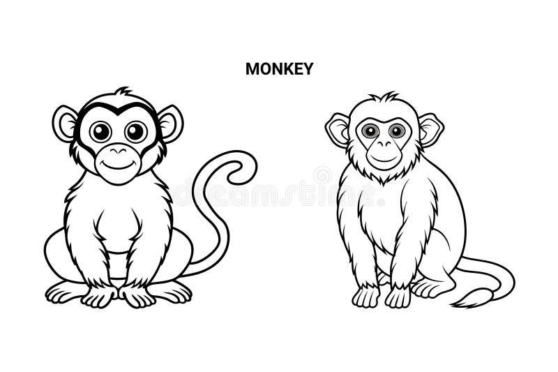Versatile Vector Monkey: Editable Outline Perfect for Any Project Stock ...