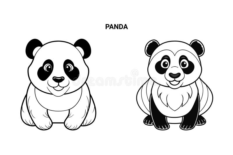 Versatile Vector Panda: Editable Outline Perfect for Any Project Stock ...