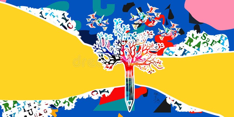 Colorful Pencil Tree Vector Illustration. Design for Creative Writing ...