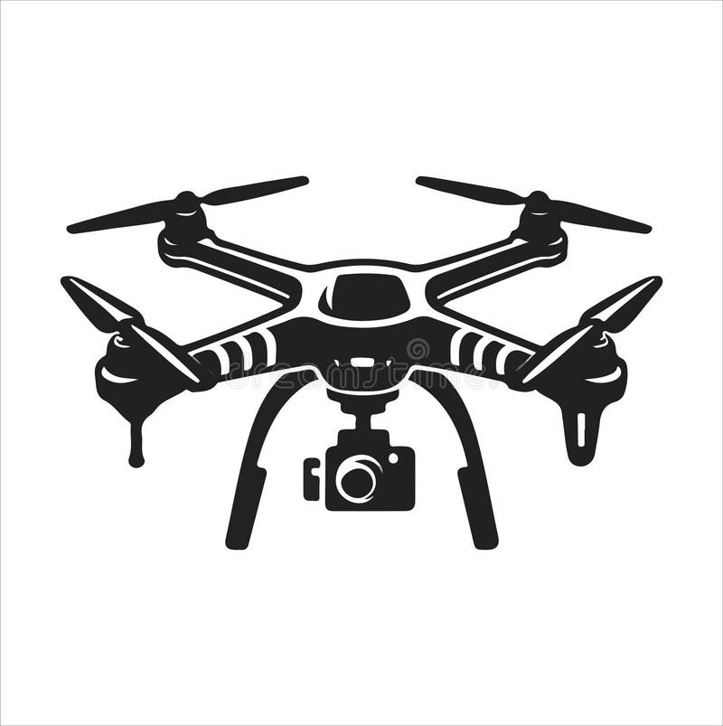 Drone Silhouette Vector Illustration on a White Background Stock Vector ...