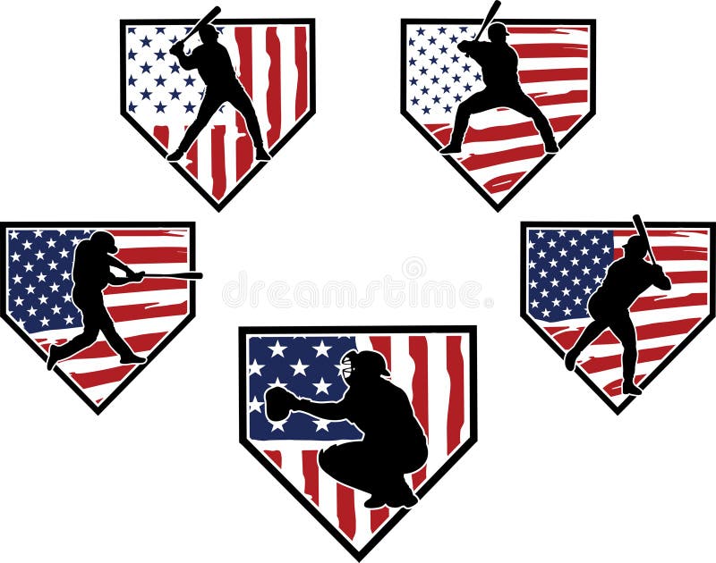 Baseball Men US Flag, Softball Men Home Plate Cut Files Stock Vector ...