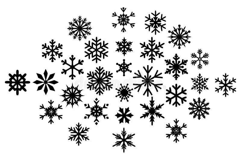 Set of Flat Snowflake Icons Winter Christmas Vector Illustration. Stock ...
