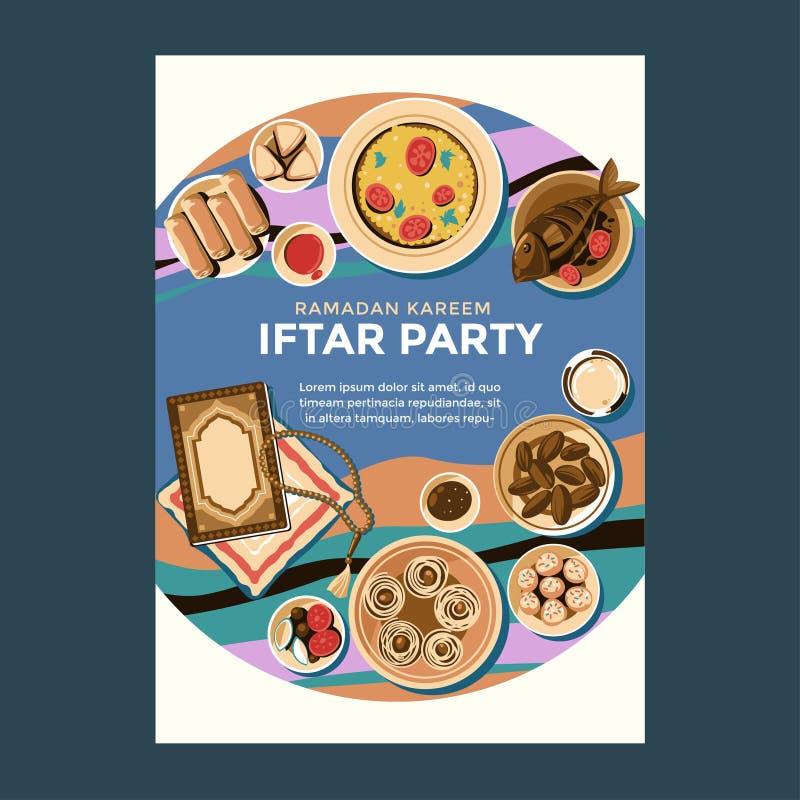 Iftar Party at Ramadhan Kareem Poster Template with Food, Drink, Date ...