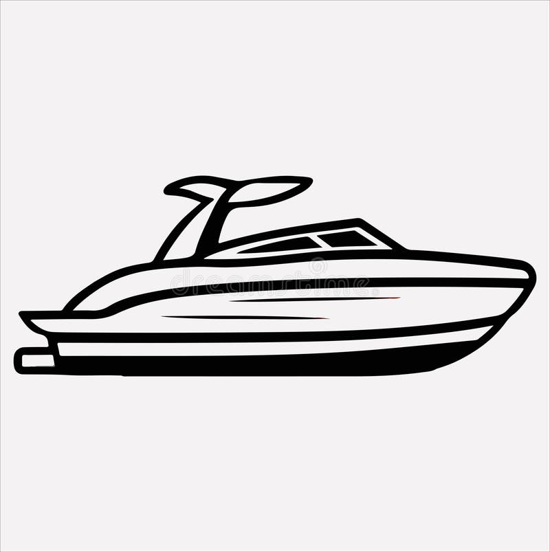 Speed Boat Icon Silhouette Vector Art Illustration, Solid White ...