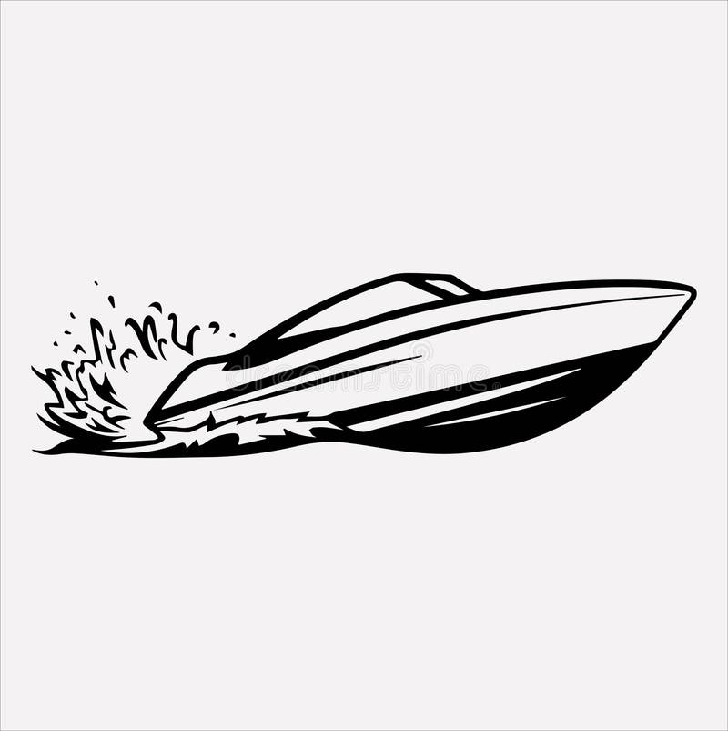 Speed Boat Icon Silhouette Vector Art Illustration, Solid White ...