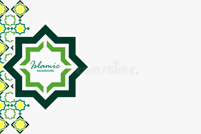 Minimalist Islamic Geometric Pattern with Yellow and Green Stars on a ...