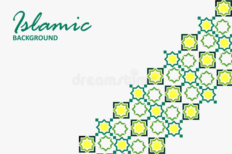 Minimalist Islamic Geometric Pattern with Yellow and Green Stars on a ...