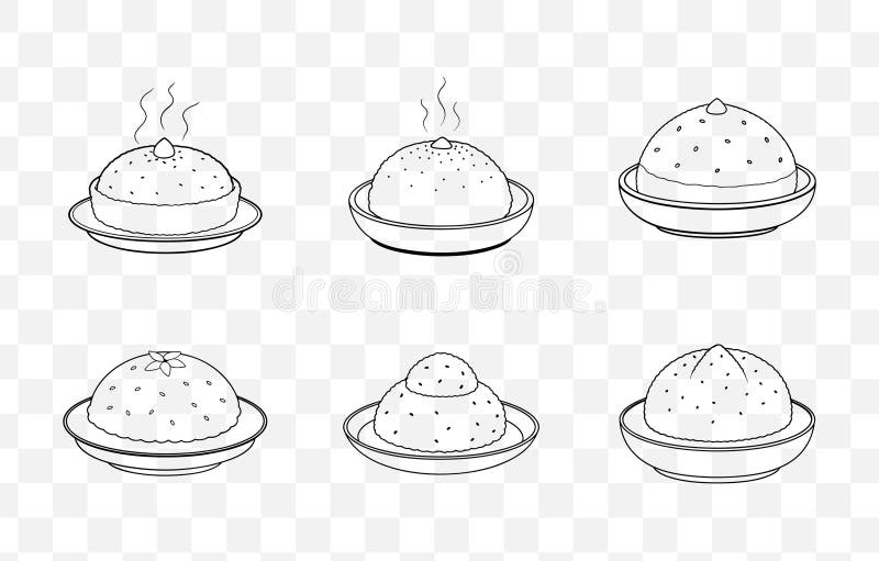 Print Idli Line Art Vector Set Traditional South Indian Steamed Rice ...