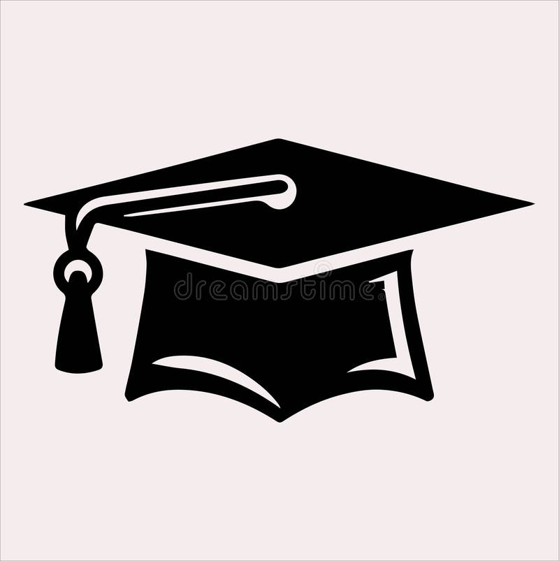 Minimalist Degree Logo with Convocation Cap in Black. Silhouette Vector ...
