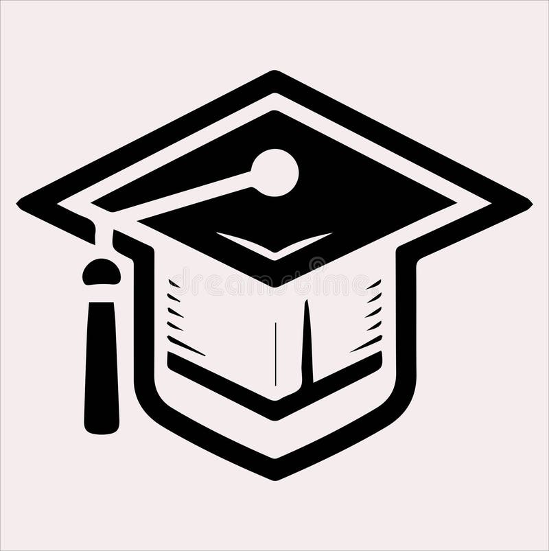 Minimalist Degree Logo with Convocation Cap in Black. Silhouette Vector ...