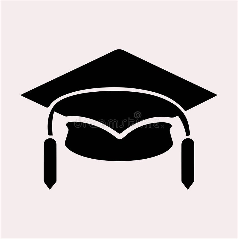Minimalist Degree Logo with Convocation Cap in Black. Silhouette Vector ...