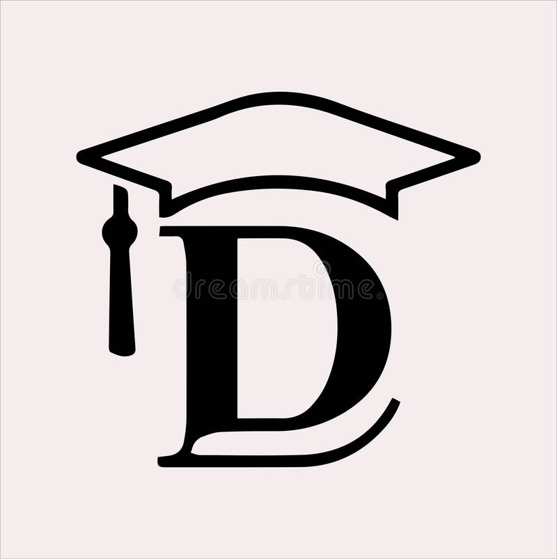 Minimalist Degree Logo with Convocation Cap in Black. Silhouette Vector ...