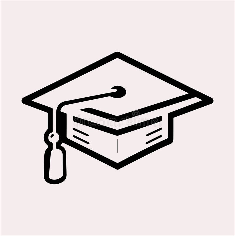 Minimalist Degree Logo with Convocation Cap in Black. Silhouette Vector ...
