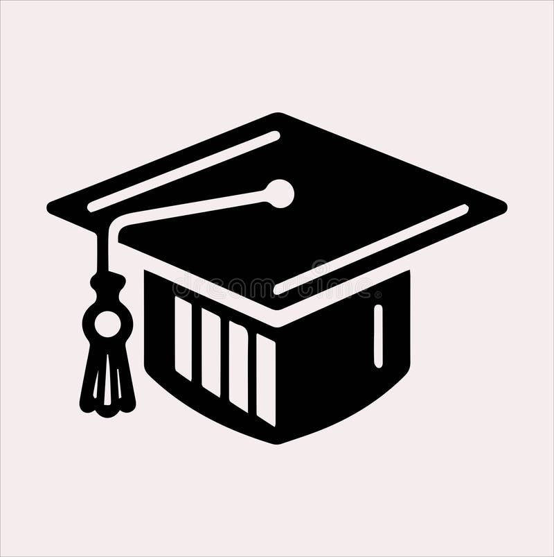 Minimalist Degree Logo with Convocation Cap in Black. Silhouette Vector ...
