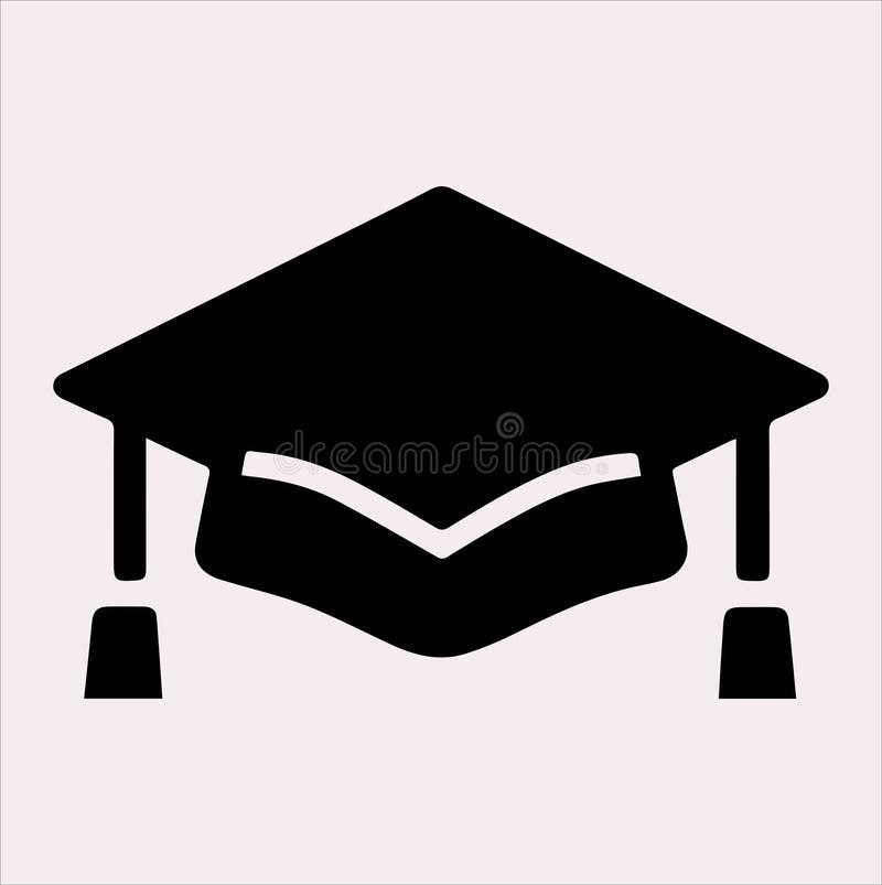 Minimalist Degree Logo with Convocation Cap in Black. Silhouette Vector ...