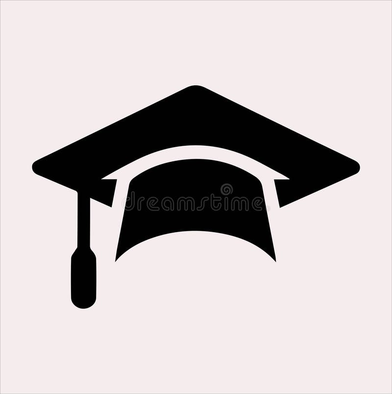 Minimalist Degree Logo with Convocation Cap in Black. Silhouette Vector ...