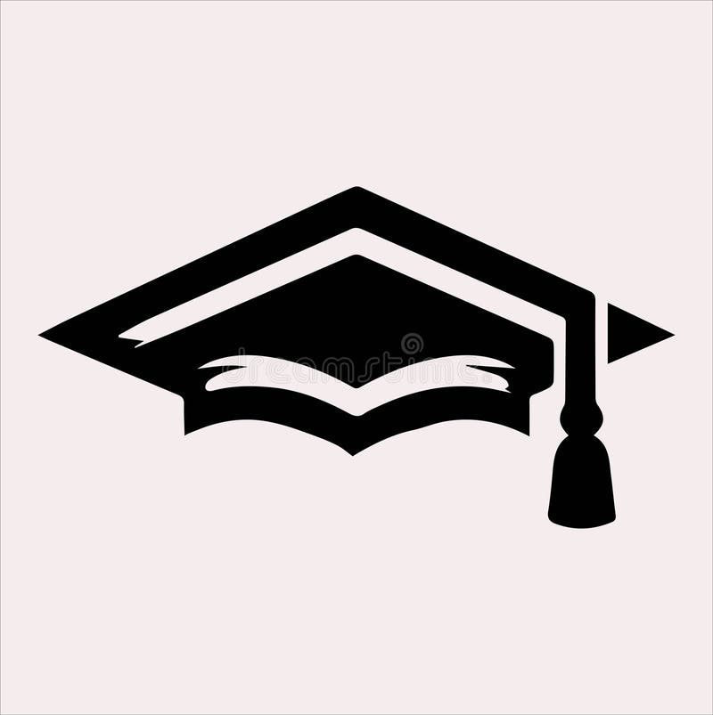 Minimalist Degree Logo with Convocation Cap in Black. Silhouette Vector ...