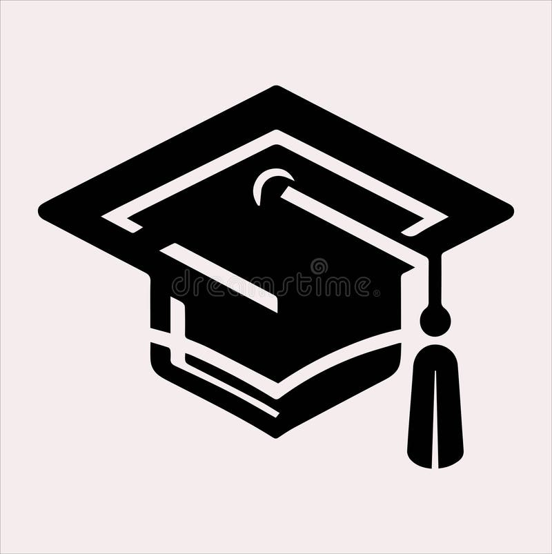 Minimalist Degree Logo with Convocation Cap in Black. Silhouette Vector ...