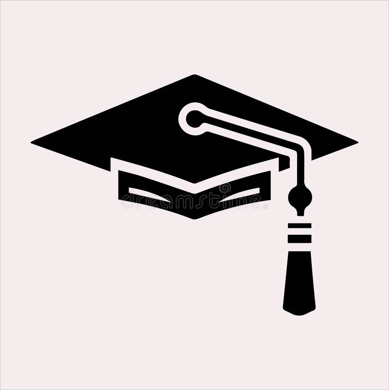 Minimalist Degree Logo with Convocation Cap in Black. Silhouette Vector ...