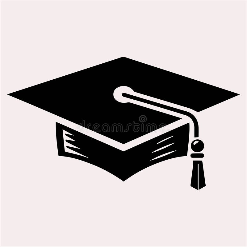 Minimalist Degree Logo with Convocation Cap in Black. Silhouette Vector ...