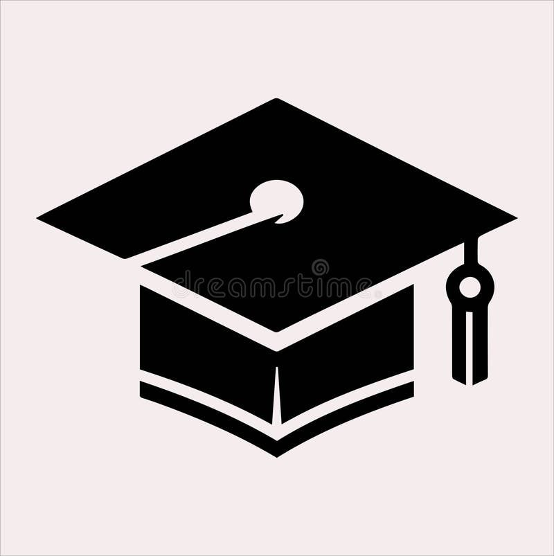 Minimalist Degree Logo with Convocation Cap in Black. Silhouette Vector ...