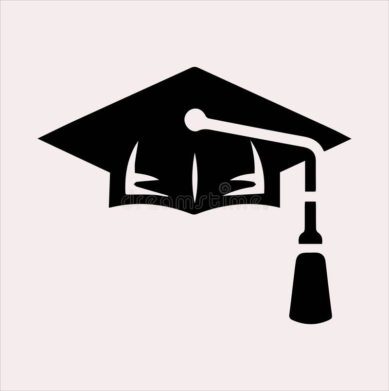 Minimalist Degree Logo with Convocation Cap in Black. Silhouette Vector ...