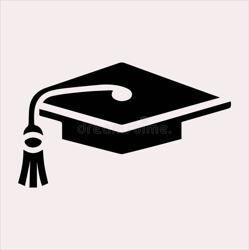 Minimalist Degree Logo with Convocation Cap in Black. Silhouette Vector ...