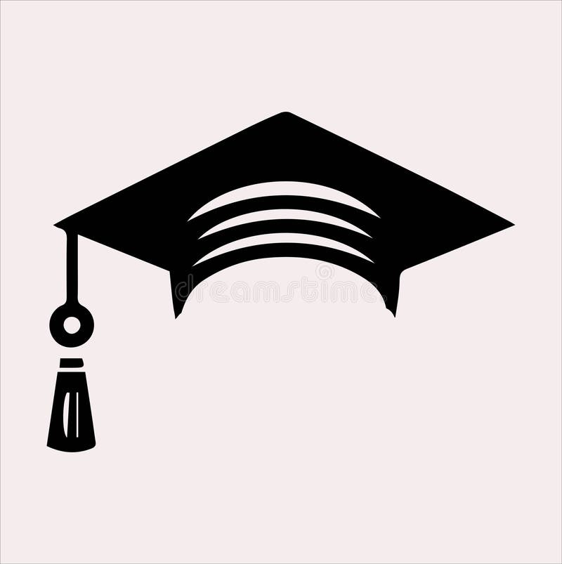 Minimalist Degree Logo with Convocation Cap in Black. Silhouette Vector ...