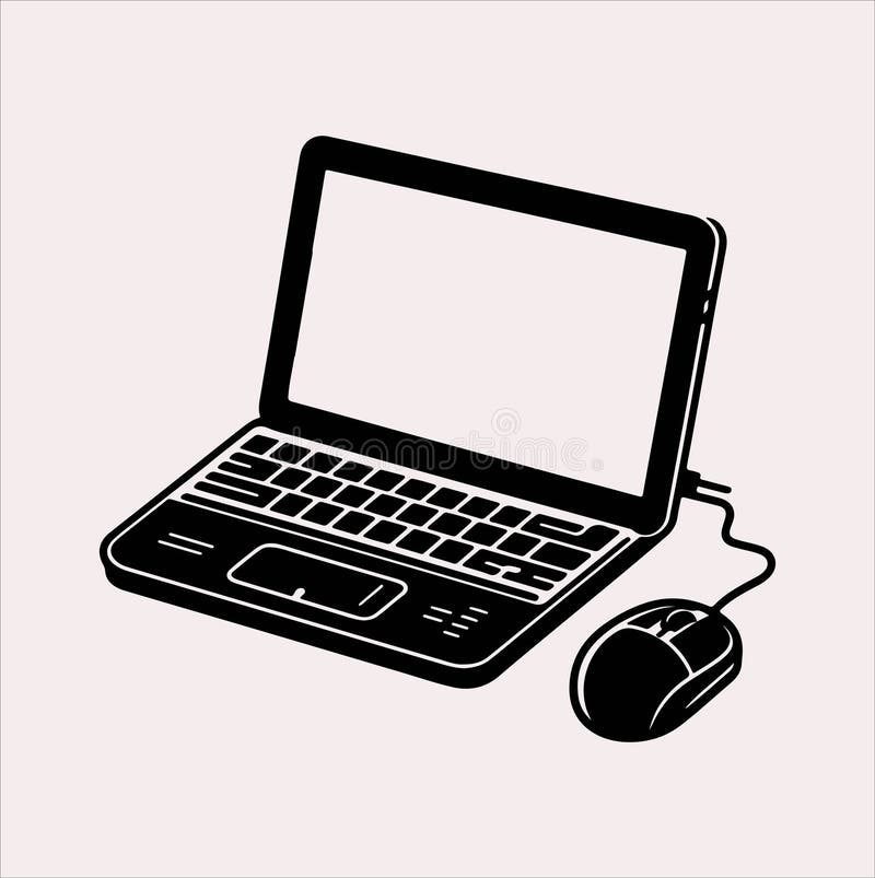 Laptop Silhouette Vector on a White Background Stock Vector ...