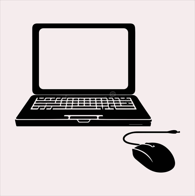 Laptop Silhouette Vector on a White Background Stock Vector ...