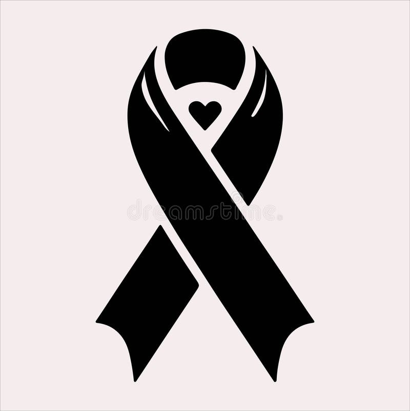 Cancer Ribbon Silhouette Vector on White Background Cancer Awareness ...