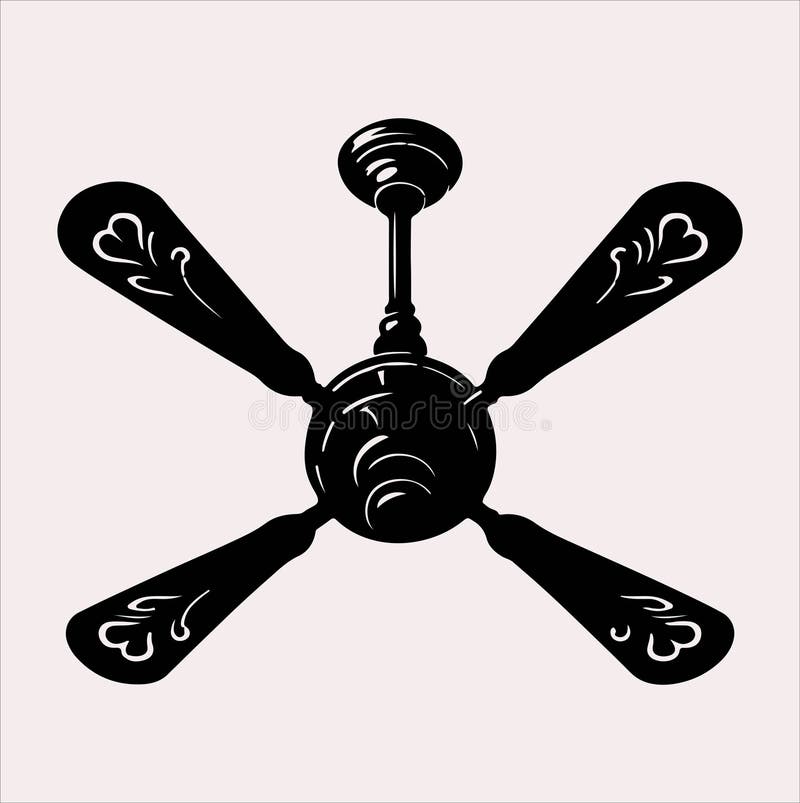 A Ceiling Fan Silhouette Vector on a White Background Stock ...