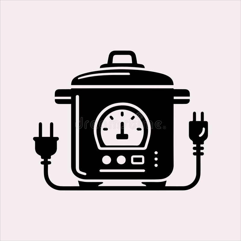 Electric Pan Pressure Cooker Silhouette Vector on a White Background ...
