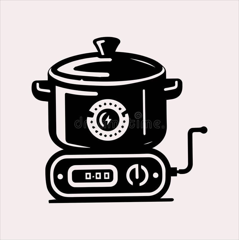Electric Pan Pressure Cooker Silhouette Vector on a White Background ...