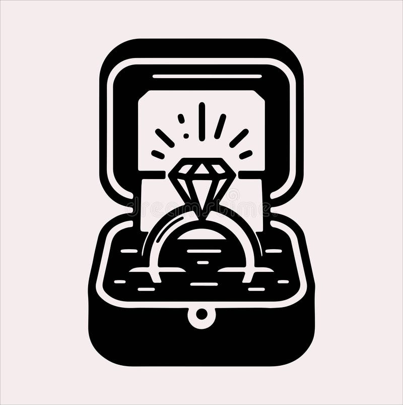 Diamond Box Silhouette Vector Illustration on a White Background Stock ...