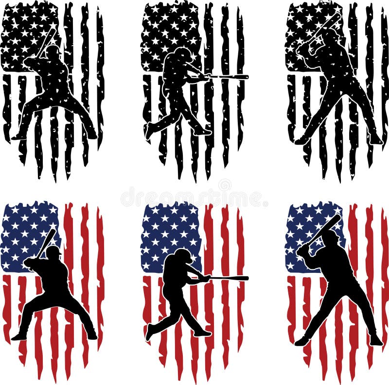 USA Flag Baseball Players, American Flag, Baseball Cut File Stock ...