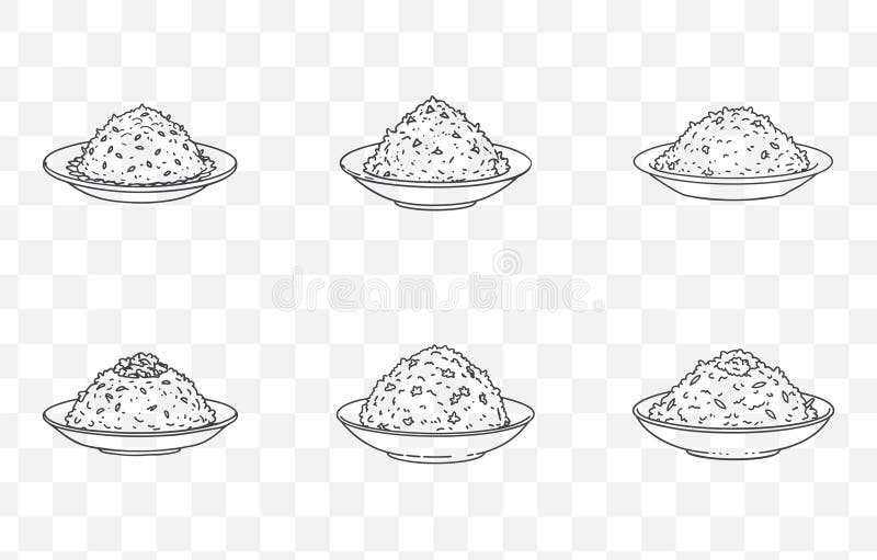 Print Khao Pad Fried Rice Art Vector Set Traditional Thai Cuisine ...